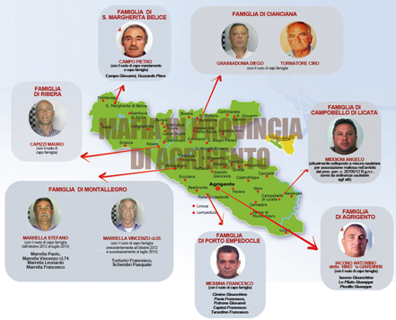 Mafia agrigentina, 7 mandamenti, vecchi e nuovi boss: ecco la mappa ...
