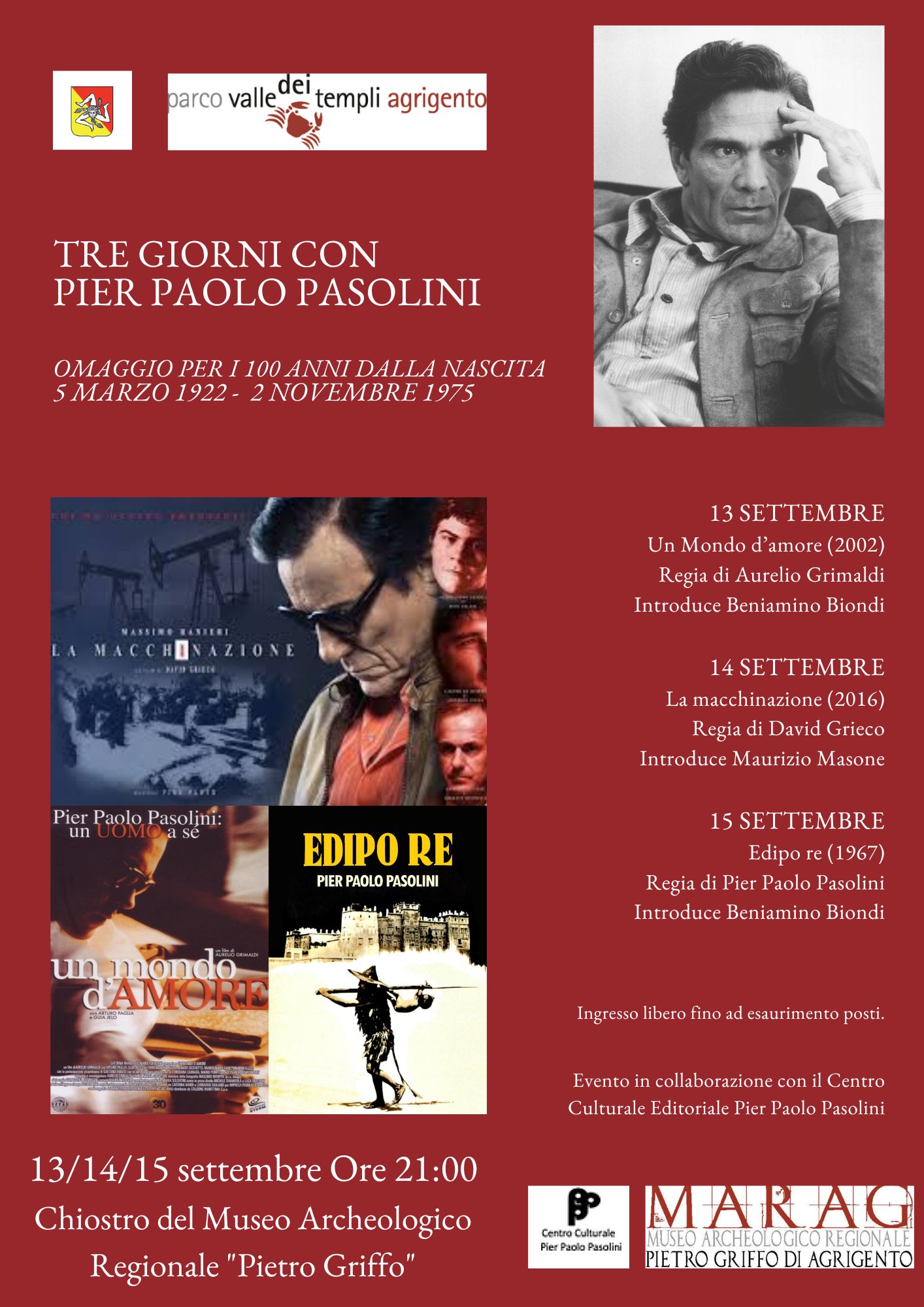 Pier Pasolini, tre serate al museo Griffo per omaggiare il poeta ...