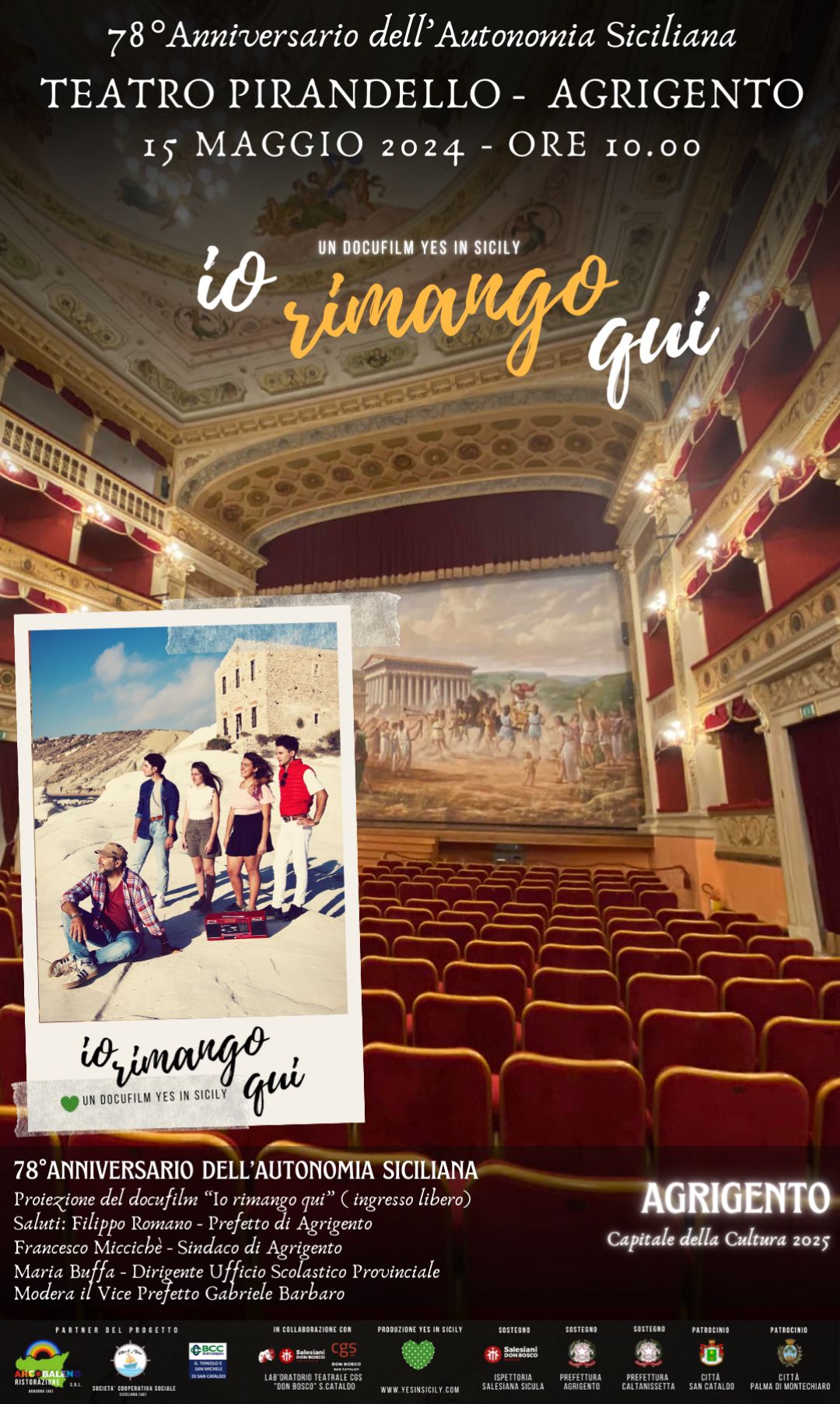 Ad Agrigento la presentazione del docufilm "Io rimango qui ...